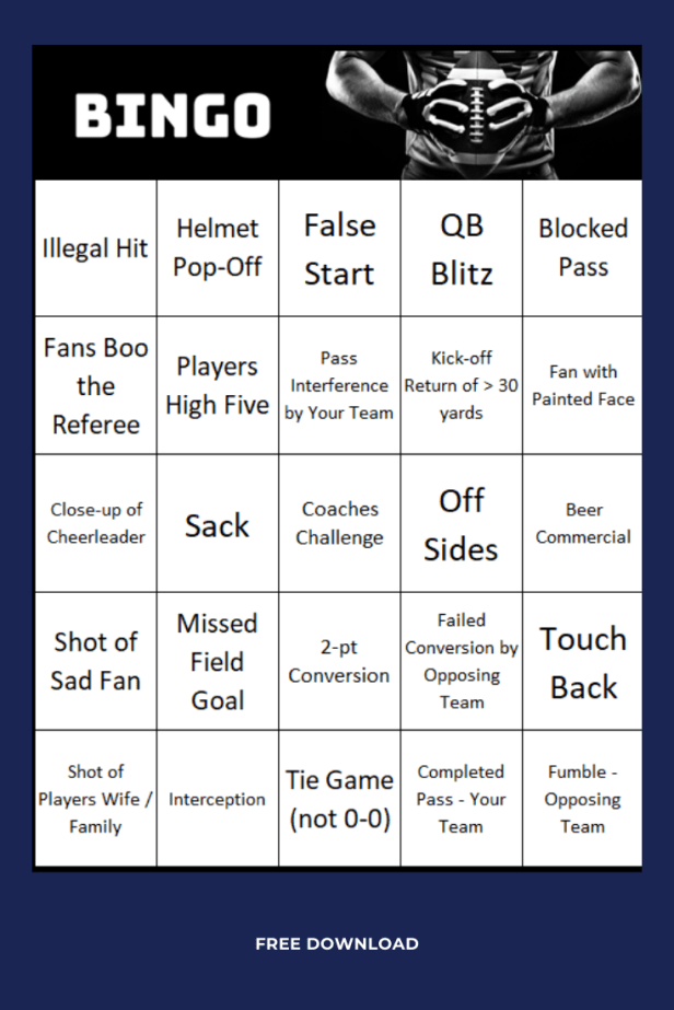 How to Play Football Bingo, with FREE Cards to get Started! – Team ...