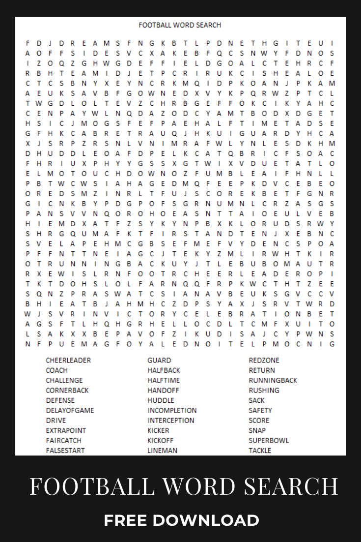 Football Party Games – A Word Search for the Kids! – Team Colors By Carrie
