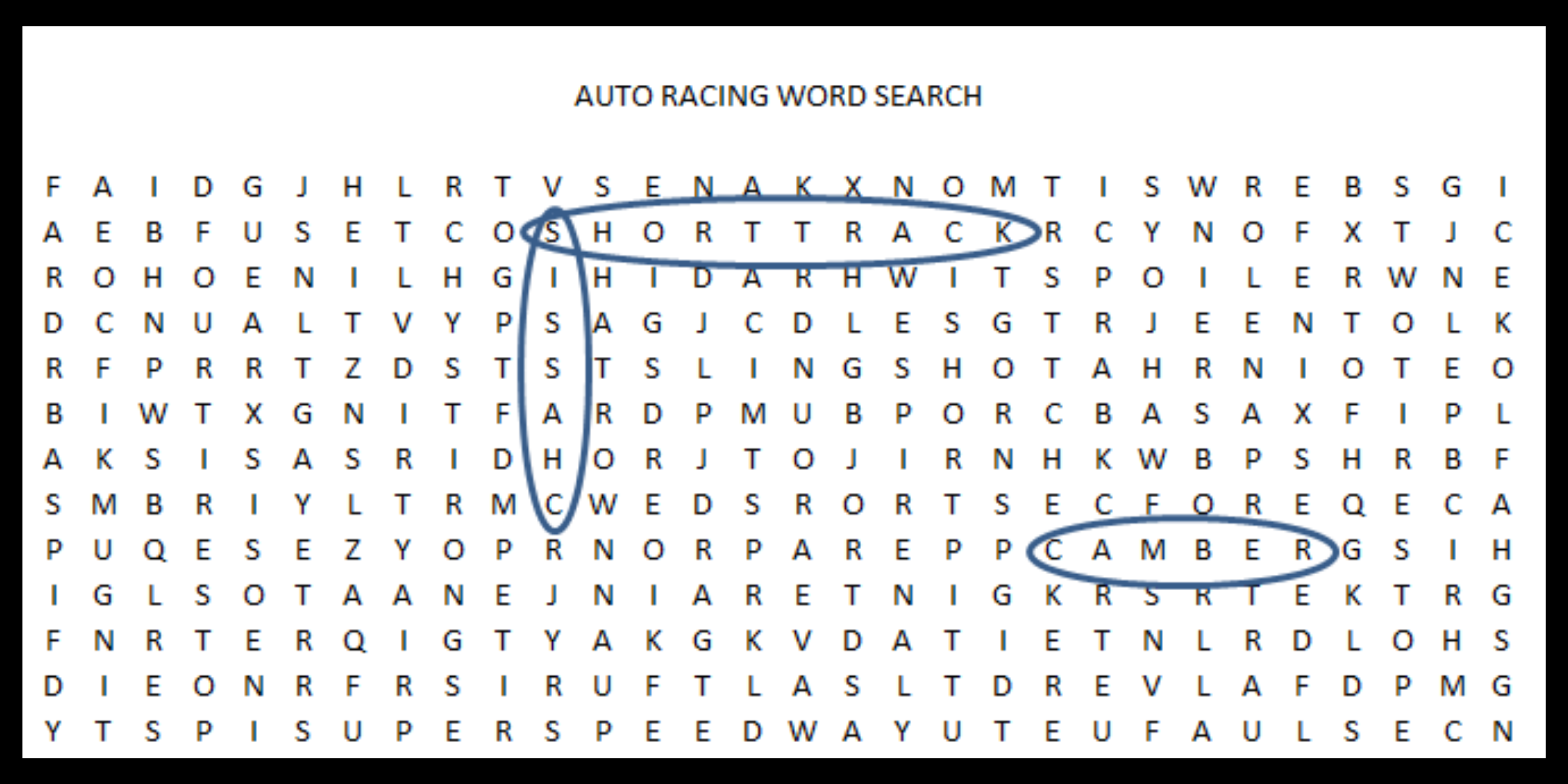 Auto Racing Word Search for Your Next Stock Car Race Party! – Team ...