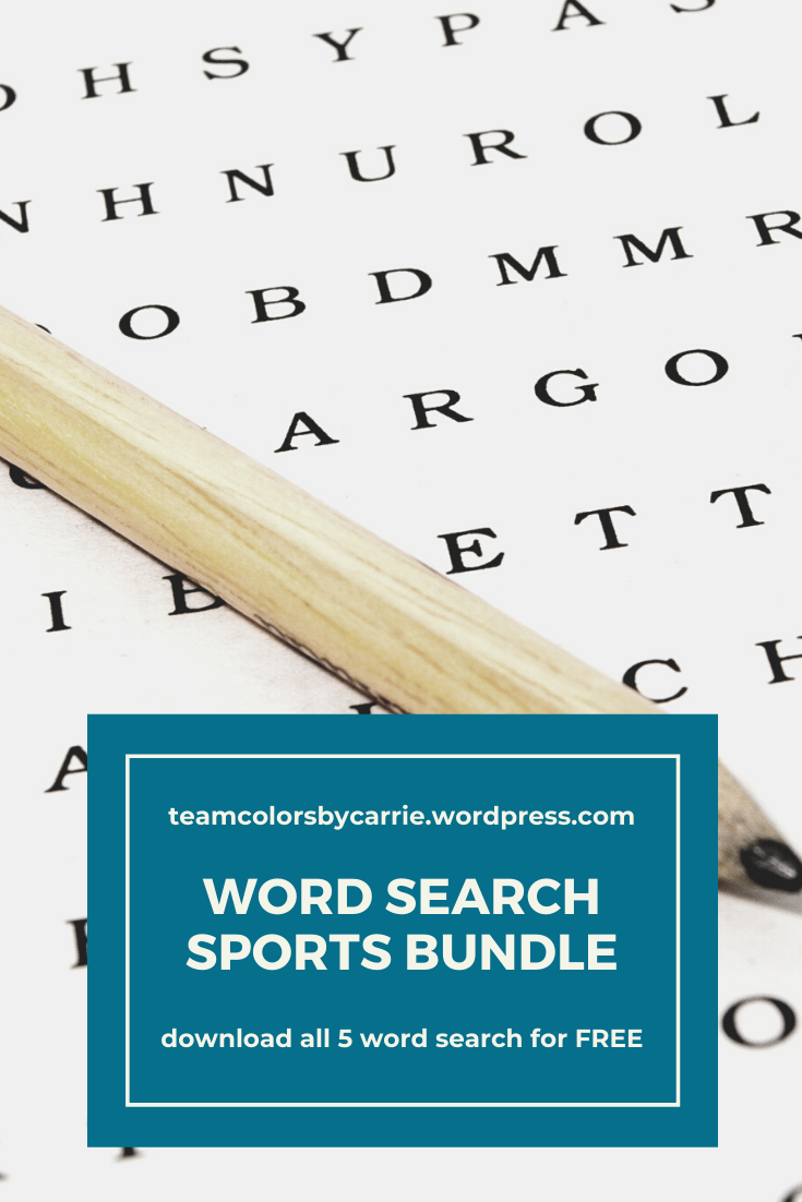 Free Word Search Puzzles for the Sports Fanatic – Team Colors By Carrie