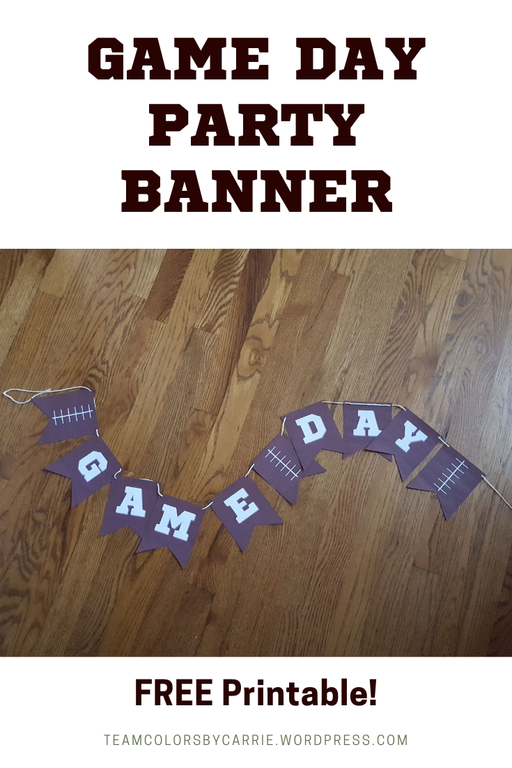 Football Game Day Party Banner – Free Download – Team Colors By Carrie