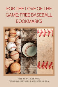 For the Love of the Game: Free Baseball Bookmarks – Team Colors By Carrie